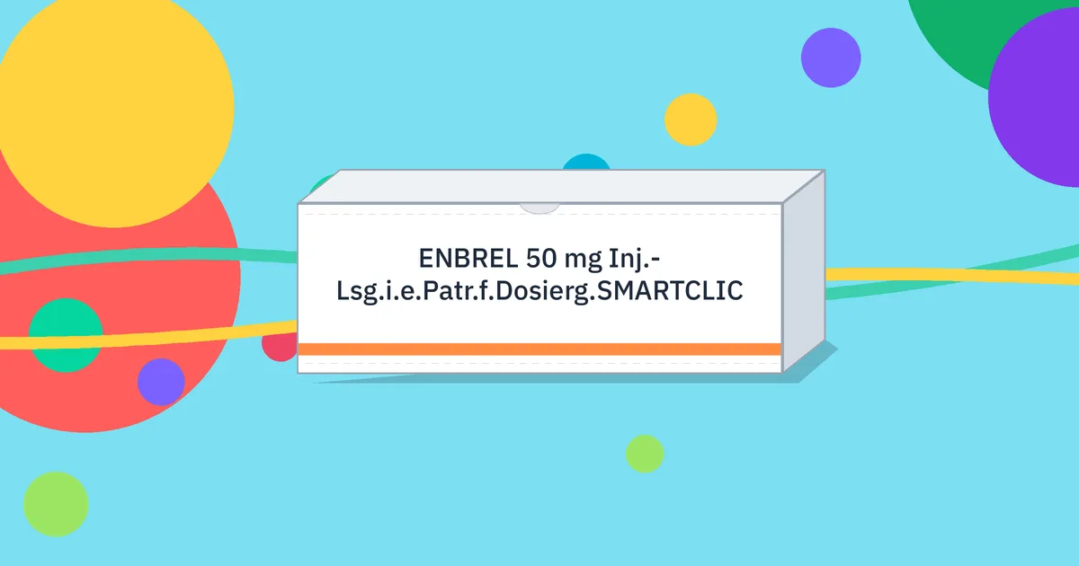 Symbolbild: Packung mit der Aufschrift ENBREL 50 mg Inj.-Lsg.i.e.Patr.f.Dosierg.SMARTCLIC (PZN 17281428) – Verfügbarkeit und Bezug in Apotheken in Frankfurt am Main