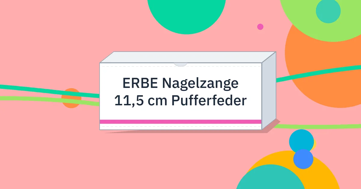 Symbolbild: Packung mit der Aufschrift ERBE Nagelzange 11,5 cm Pufferfeder (PZN 04642586) – Verfügbarkeit und Bezug in Apotheken in Frankfurt am Main