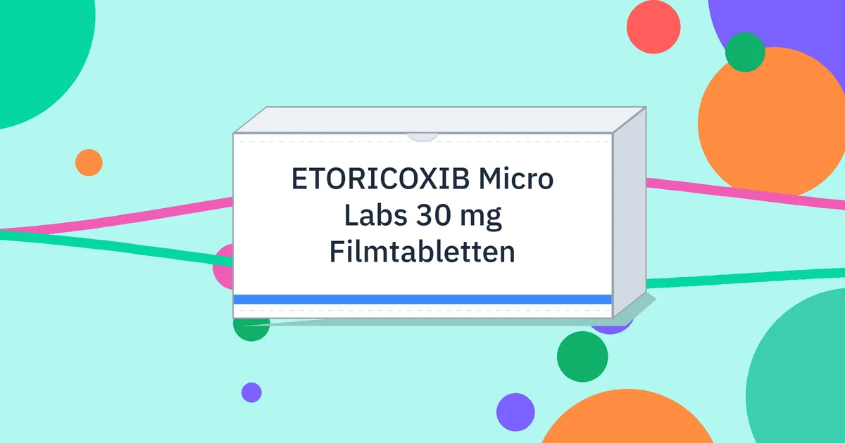 Symbolbild: Packung mit der Aufschrift ETORICOXIB Micro Labs 30 mg Filmtabletten (PZN 17872603) – Verfügbarkeit und Bezug in Apotheken in Frankfurt am Main