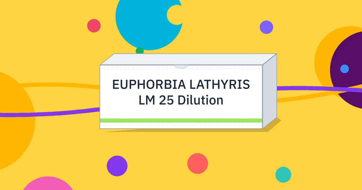 Symbolbild: Packung mit der Aufschrift EUPHORBIA LATHYRIS LM 25 Dilution (PZN 13482437) – Verfügbarkeit und Bezug in Apotheken in Frankfurt am Main