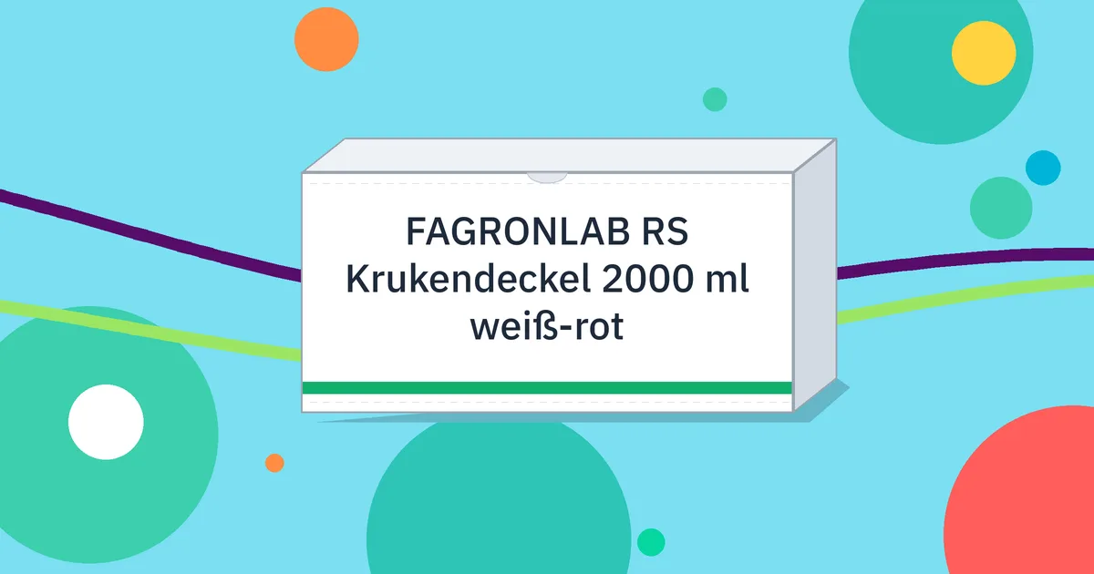 Symbolbild: Packung mit der Aufschrift FAGRONLAB RS Krukendeckel 2000 ml weiß-rot (PZN 20362662) – Verfügbarkeit und Bezug in Apotheken in Frankfurt am Main