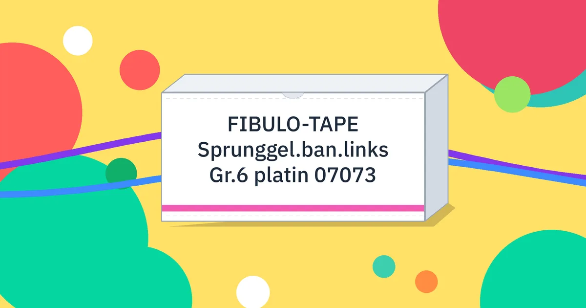 Symbolbild: Packung mit der Aufschrift FIBULO-TAPE Sprunggel.ban.links Gr.6 platin 07073 (PZN 16170000) – Verfügbarkeit und Bezug in Apotheken in Frankfurt am Main