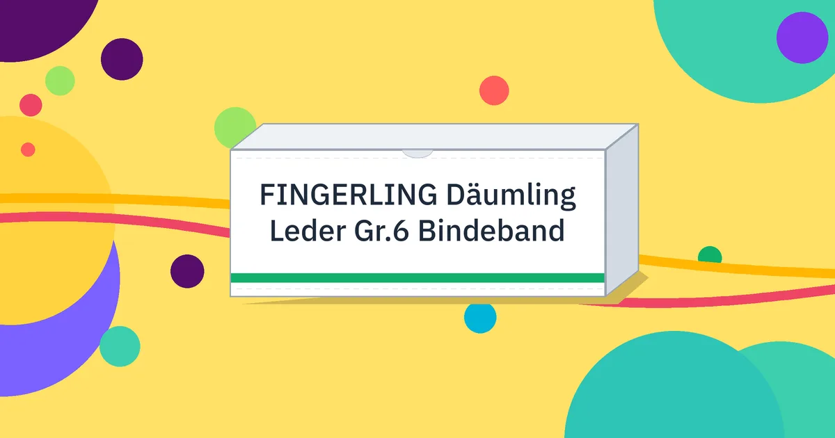 Symbolbild: Packung mit der Aufschrift FINGERLING Däumling Leder Gr.6 Bindeband (PZN 01726845) – Verfügbarkeit und Bezug in Apotheken in Frankfurt am Main