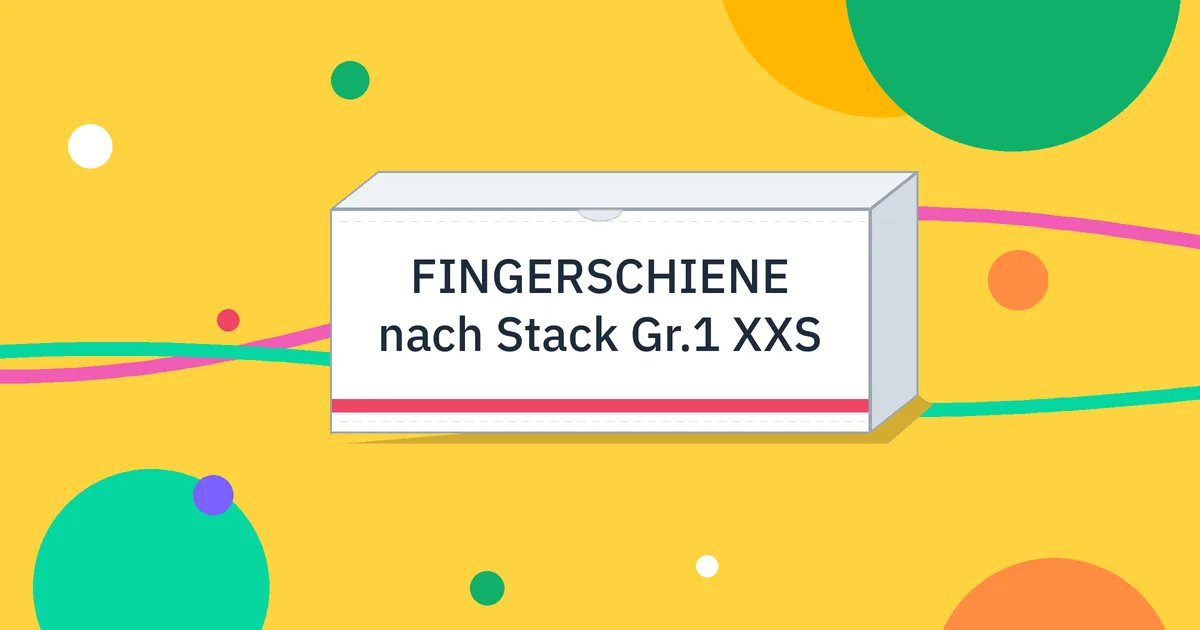Symbolbild: Packung mit der Aufschrift FINGERSCHIENE nach Stack Gr.1 XXS (PZN 10197363) – Verfügbarkeit und Bezug in Apotheken in Frankfurt am Main