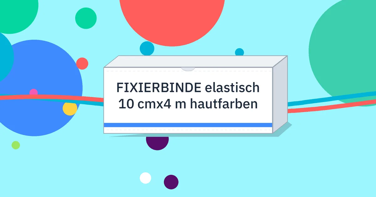 Symbolbild: Packung mit der Aufschrift FIXIERBINDE elastisch 10 cmx4 m hautfarben (PZN 01960400) – Verfügbarkeit und Bezug in Apotheken in Frankfurt am Main