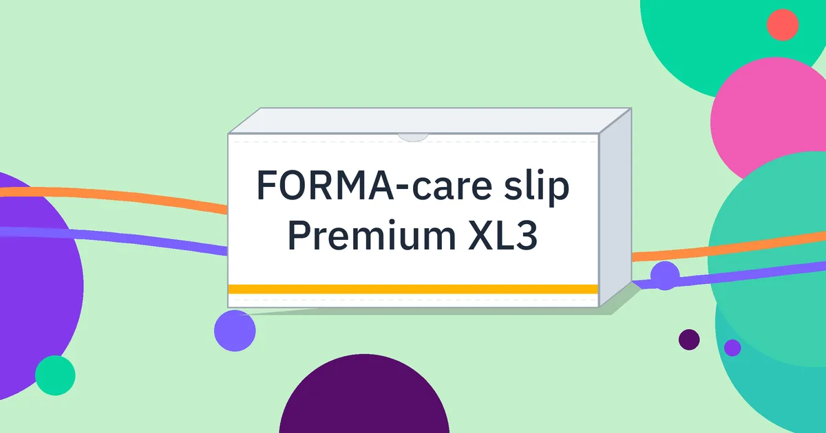 Symbolbild: Packung mit der Aufschrift FORMA-care slip Premium XL3 (PZN 06430523) – Verfügbarkeit und Bezug in Apotheken in Frankfurt am Main
