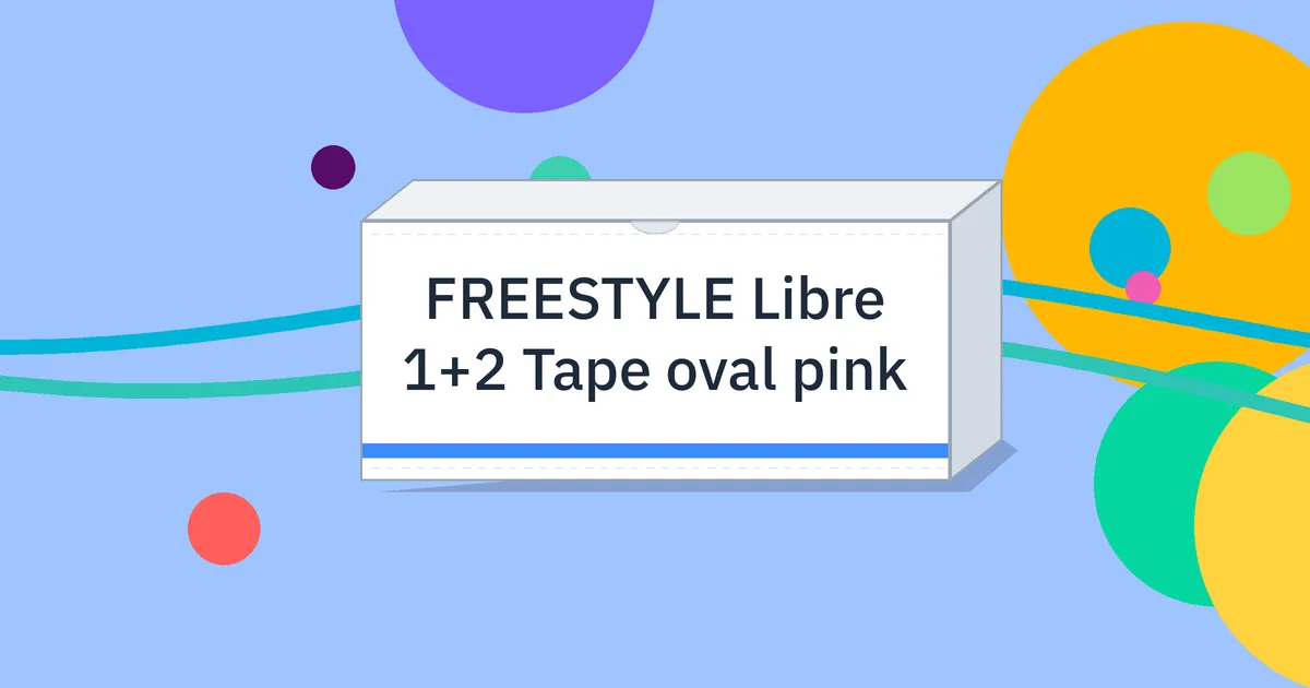 Symbolbild: Packung mit der Aufschrift FREESTYLE Libre 1+2 Tape oval pink (PZN 18177897) – Verfügbarkeit und Bezug in Apotheken in Frankfurt am Main