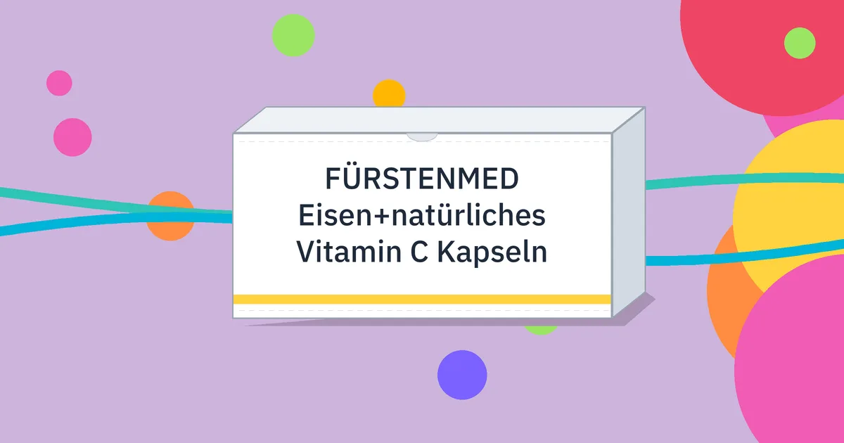 Symbolbild: Packung mit der Aufschrift FÜRSTENMED Eisen+natürliches Vitamin C Kapseln (PZN 17276686) – Verfügbarkeit und Bezug in Apotheken in Frankfurt am Main