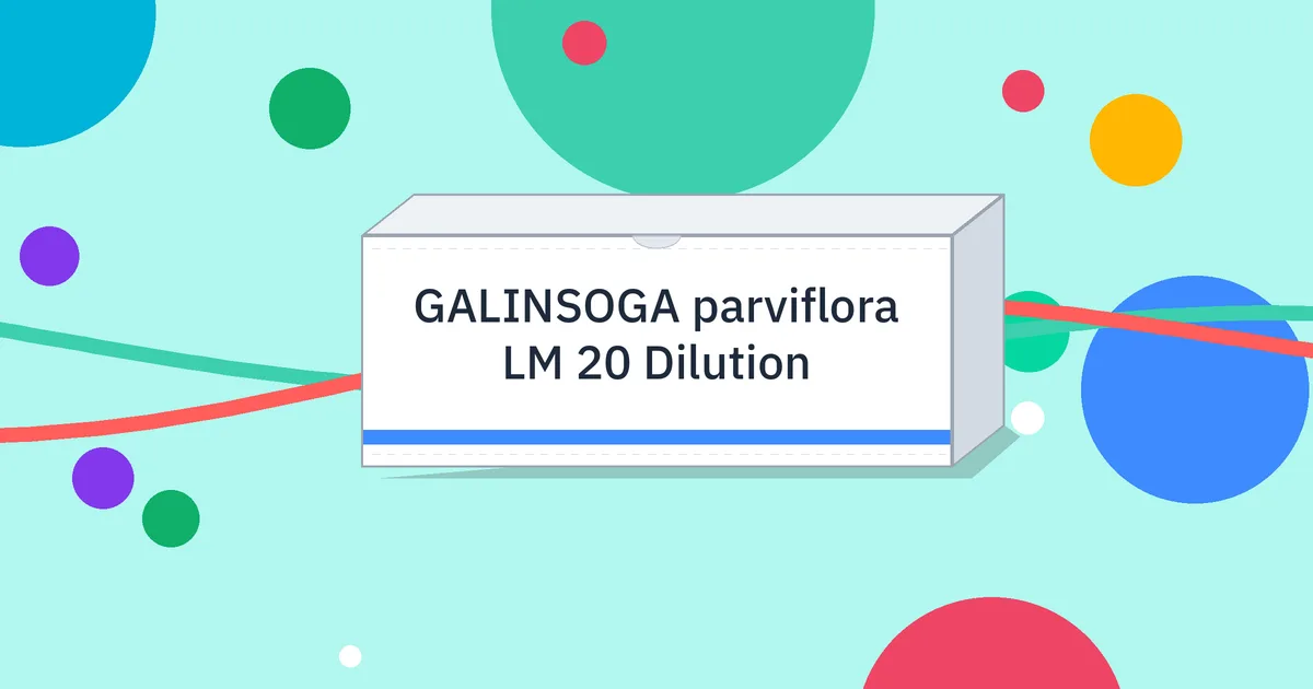 Symbolbild: Packung mit der Aufschrift GALINSOGA parviflora LM 20 Dilution (PZN 13496758) – Verfügbarkeit und Bezug in Apotheken in Frankfurt am Main