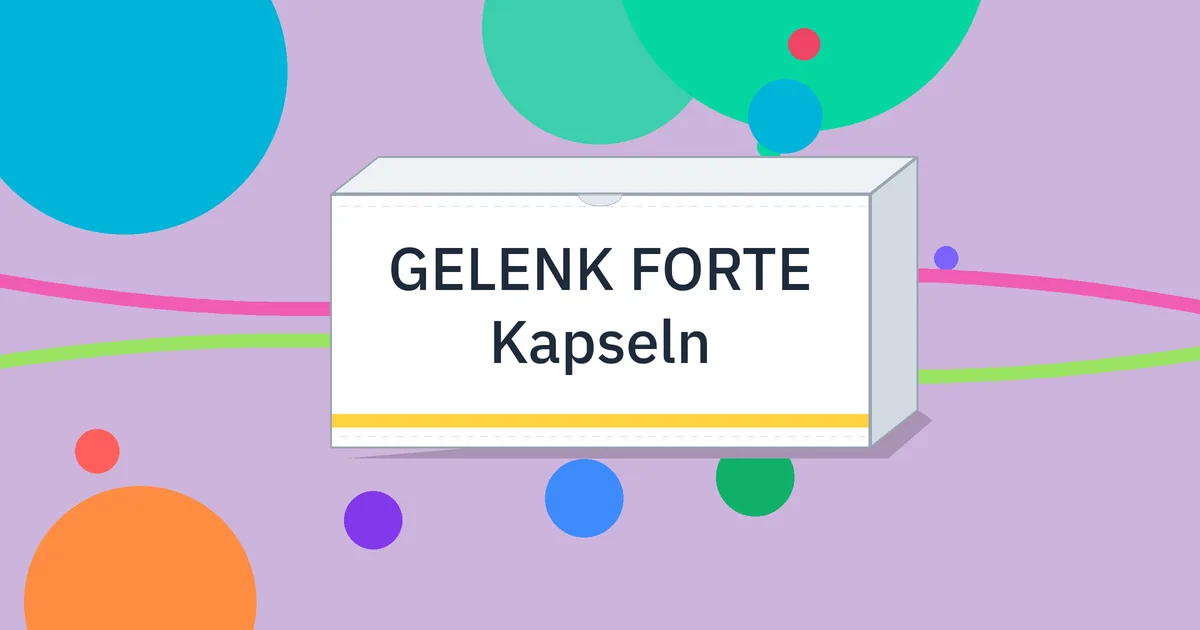 Symbolbild: Packung mit der Aufschrift GELENK FORTE Kapseln (PZN 12450458) – Verfügbarkeit und Bezug in Apotheken in Frankfurt am Main