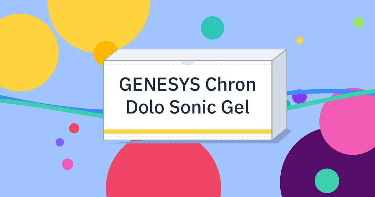 Symbolbild: Packung mit der Aufschrift GENESYS Chron Dolo Sonic Gel (PZN 20891047) – Verfügbarkeit und Bezug in Apotheken in Frankfurt am Main