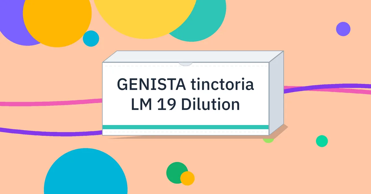 Symbolbild: Packung mit der Aufschrift GENISTA tinctoria LM 19 Dilution (PZN 13499538) – Verfügbarkeit und Bezug in Apotheken in Frankfurt am Main