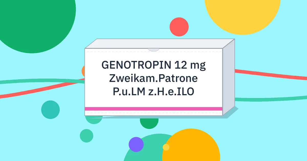 Symbolbild: Packung mit der Aufschrift GENOTROPIN 12 mg Zweikam.Patrone P.u.LM z.H.e.ILO (PZN 19154697) – Verfügbarkeit und Bezug in Apotheken in Frankfurt am Main