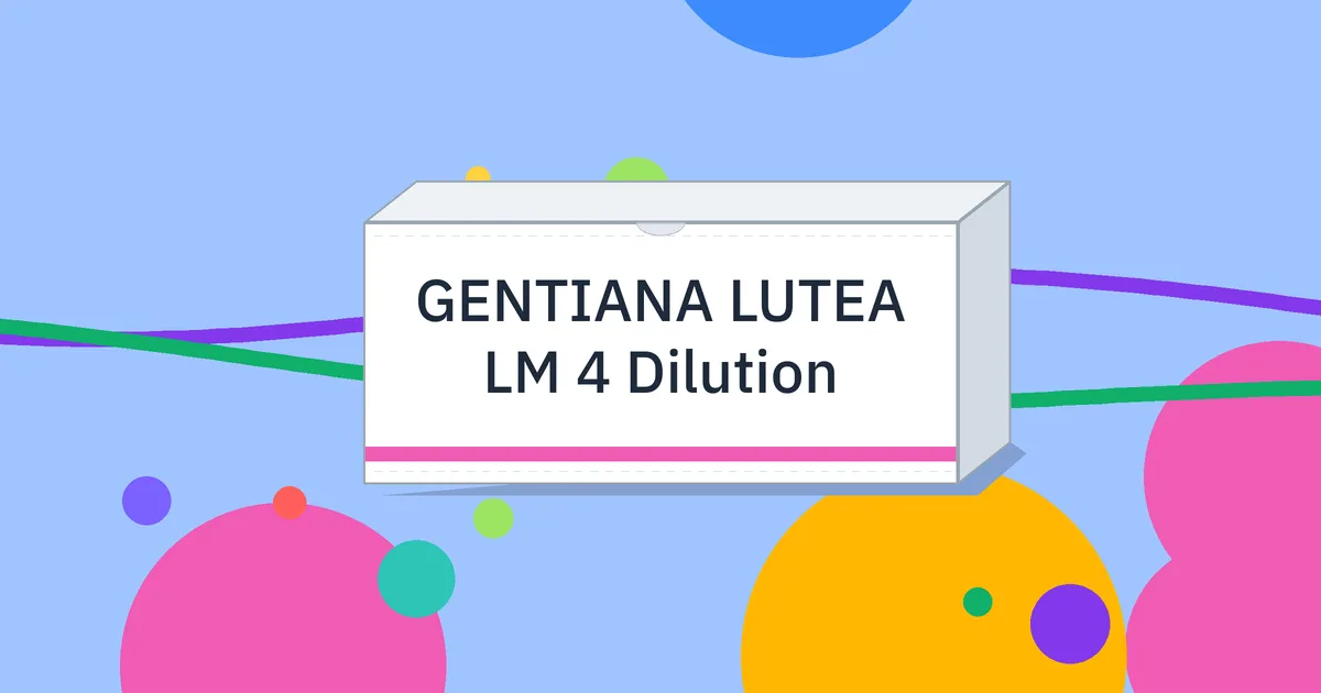 Symbolbild: Packung mit der Aufschrift GENTIANA LUTEA LM 4 Dilution (PZN 12876128) – Verfügbarkeit und Bezug in Apotheken in Frankfurt am Main