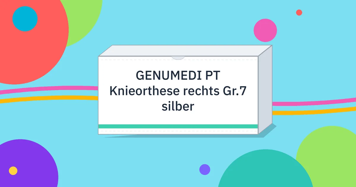 Symbolbild: Packung mit der Aufschrift GENUMEDI PT Knieorthese rechts Gr.7 silber (PZN 03648902) – Verfügbarkeit und Bezug in Apotheken in Frankfurt am Main