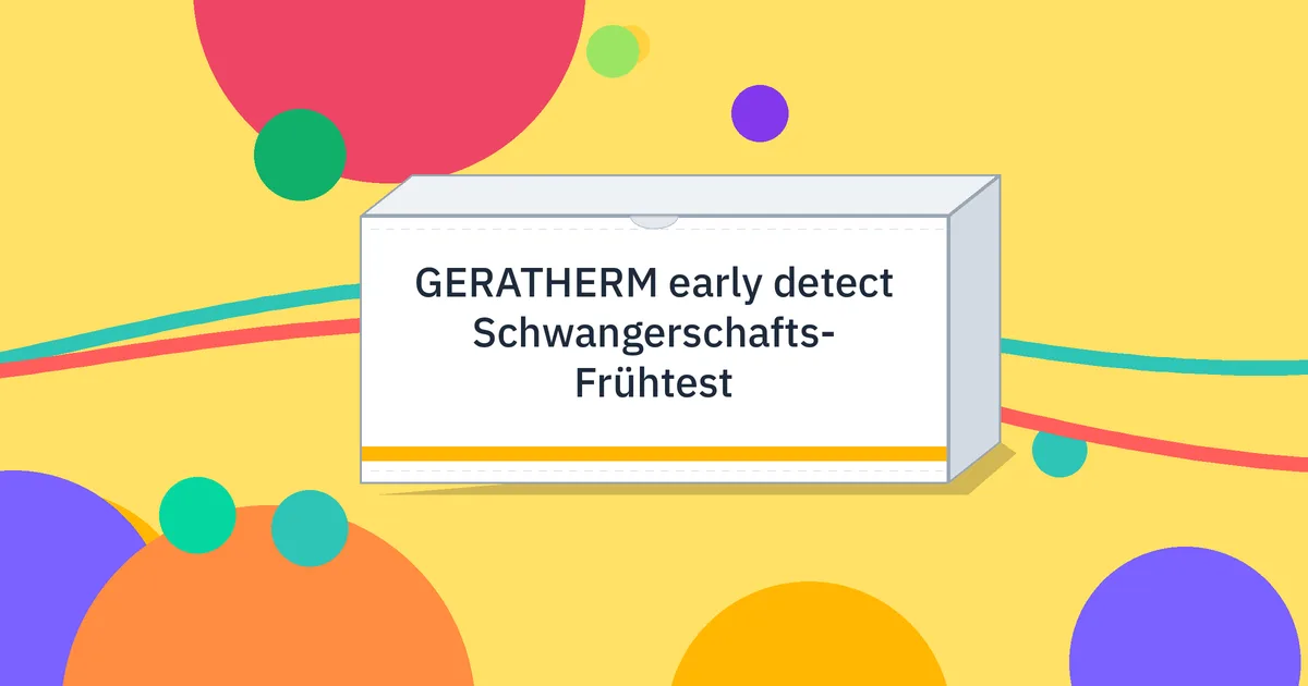 Symbolbild: Packung mit der Aufschrift GERATHERM early detect Schwangerschafts-Frühtest (PZN 09263037) – Verfügbarkeit und Bezug in Apotheken in Frankfurt am Main