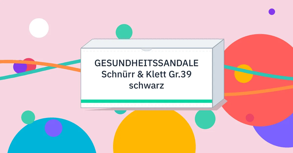 Symbolbild: Packung mit der Aufschrift GESUNDHEITSSANDALE Schnürr & Klett Gr.39 schwarz (PZN 13921109) – Verfügbarkeit und Bezug in Apotheken in Frankfurt am Main
