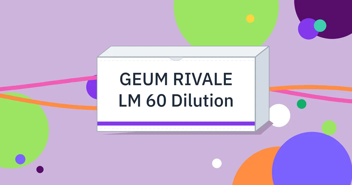 Symbolbild: Packung mit der Aufschrift GEUM RIVALE LM 60 Dilution (PZN 13543067) – Verfügbarkeit und Bezug in Apotheken in Frankfurt am Main