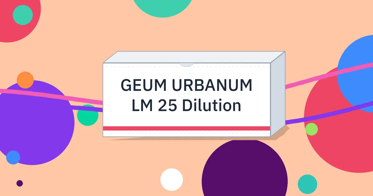 Symbolbild: Packung mit der Aufschrift GEUM URBANUM LM 25 Dilution (PZN 13543908) – Verfügbarkeit und Bezug in Apotheken in Frankfurt am Main