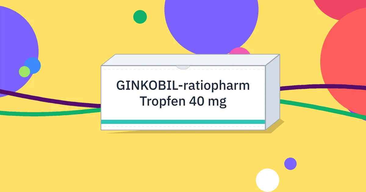 Symbolbild: Packung mit der Aufschrift GINKOBIL-ratiopharm Tropfen 40 mg (PZN 06680906) – Verfügbarkeit und Bezug in Apotheken in Frankfurt am Main
