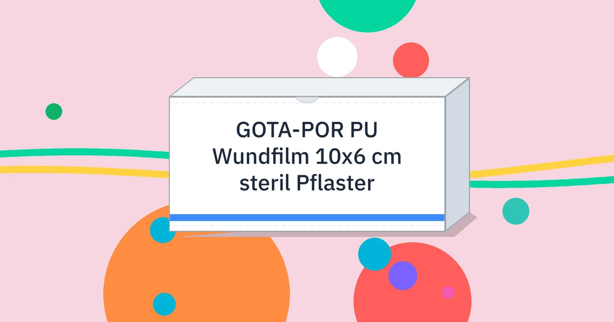 Symbolbild: Packung mit der Aufschrift GOTA-POR PU Wundfilm 10x6 cm steril Pflaster (PZN 03182504) – Verfügbarkeit und Bezug in Apotheken in Frankfurt am Main