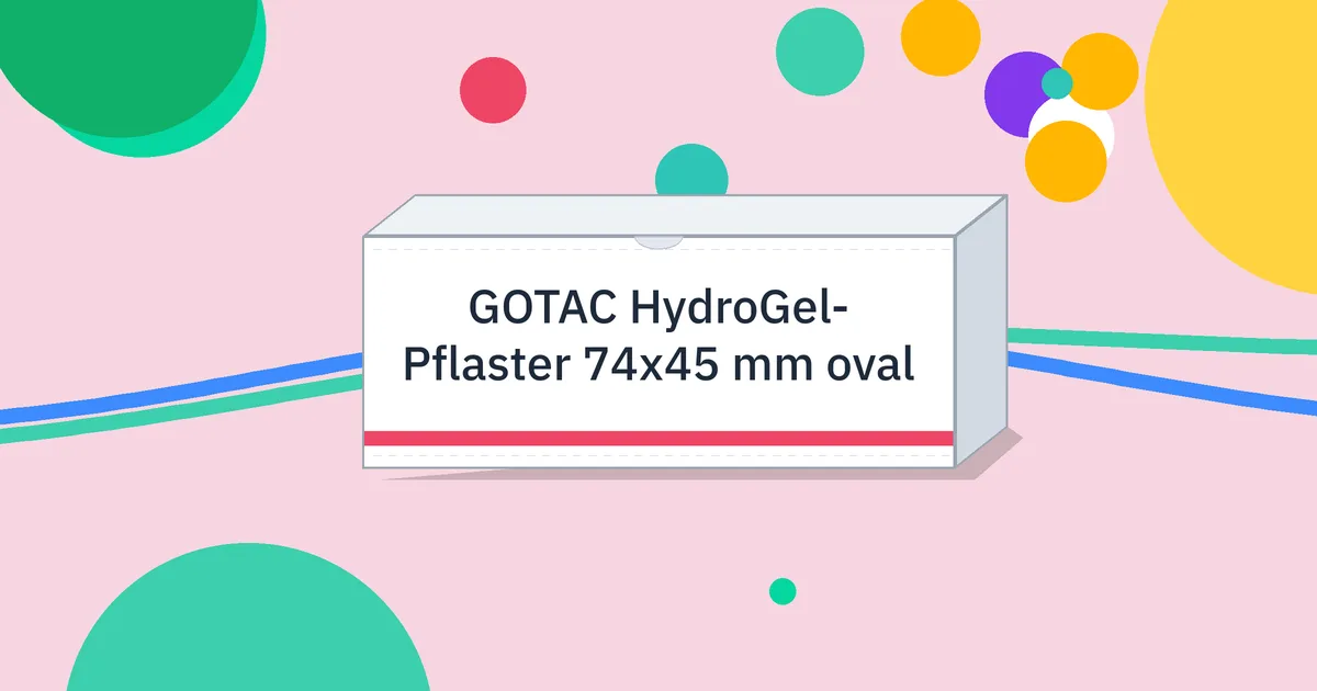 Symbolbild: Packung mit der Aufschrift GOTAC HydroGel-Pflaster 74x45 mm oval (PZN 07682468) – Verfügbarkeit und Bezug in Apotheken in Frankfurt am Main
