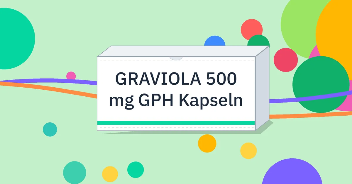 Symbolbild: Packung mit der Aufschrift GRAVIOLA 500 mg GPH Kapseln (PZN 20282696) – Verfügbarkeit und Bezug in Apotheken in Frankfurt am Main