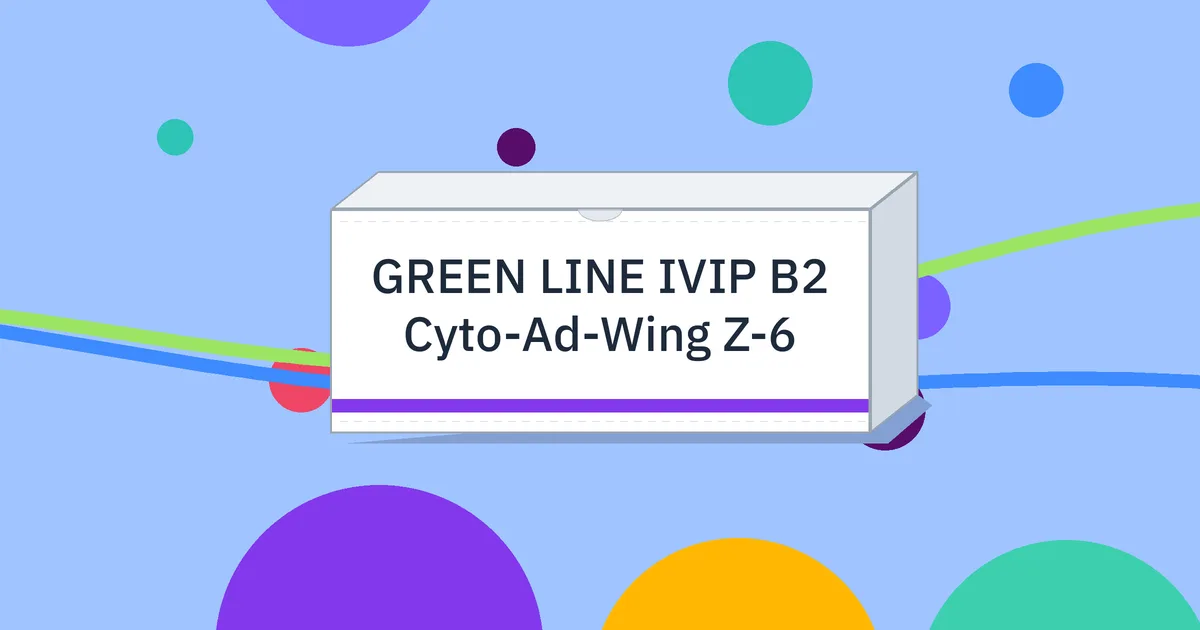 Symbolbild: Packung mit der Aufschrift GREEN LINE IVIP B2 Cyto-Ad-Wing Z-6 (PZN 19234551) – Verfügbarkeit und Bezug in Apotheken in Frankfurt am Main