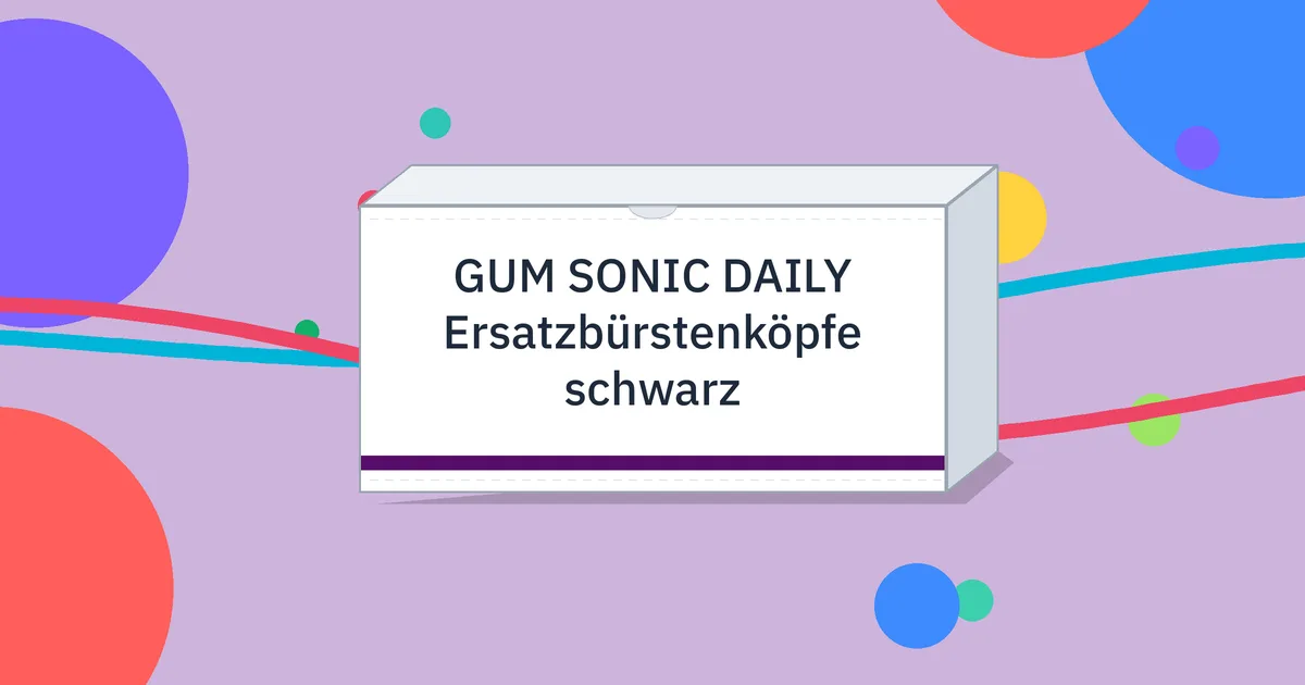 Symbolbild: Packung mit der Aufschrift GUM SONIC DAILY Ersatzbürstenköpfe schwarz (PZN 16140973) – Verfügbarkeit und Bezug in Apotheken in Frankfurt am Main