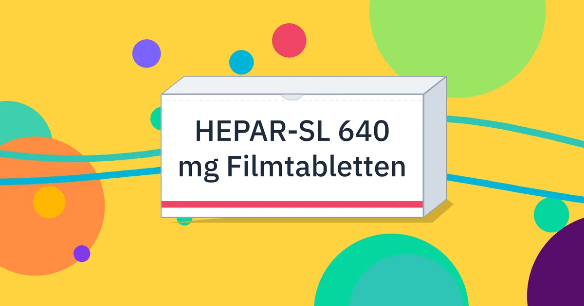 Symbolbild: Packung mit der Aufschrift HEPAR-SL 640 mg Filmtabletten (PZN 13583782) – Verfügbarkeit und Bezug in Apotheken in Frankfurt am Main