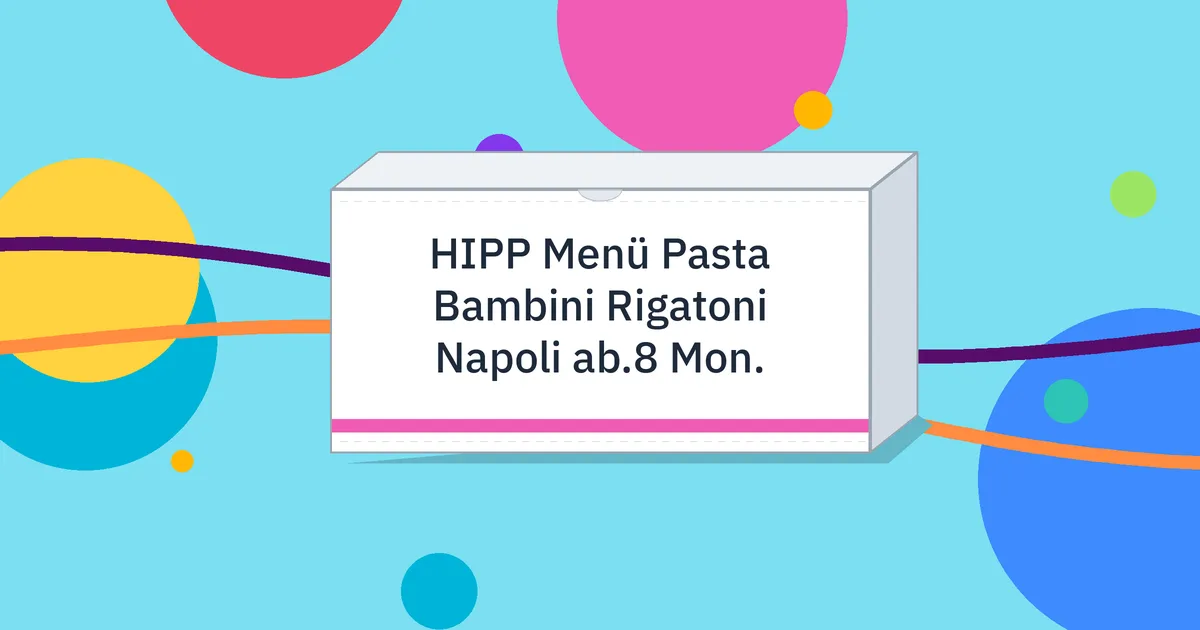 Symbolbild: Packung mit der Aufschrift HIPP Menü Pasta Bambini Rigatoni Napoli ab.8 Mon. (PZN 19383647) – Verfügbarkeit und Bezug in Apotheken in Frankfurt am Main