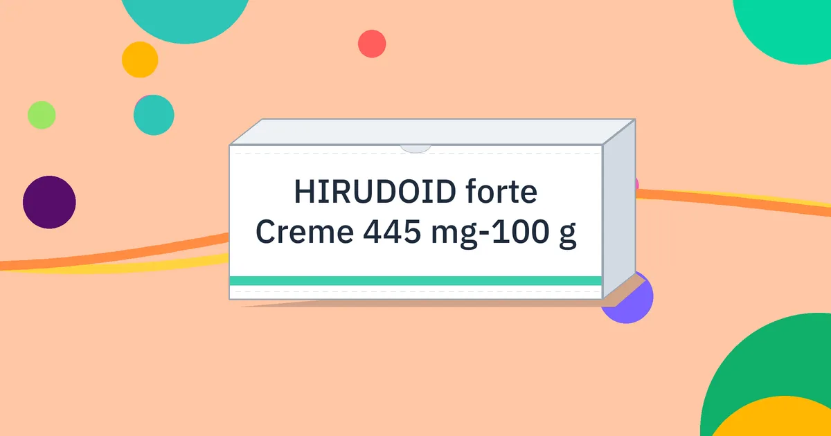 Symbolbild: Packung mit der Aufschrift HIRUDOID forte Creme 445 mg-100 g (PZN 06621878) – Verfügbarkeit und Bezug in Apotheken in Frankfurt am Main