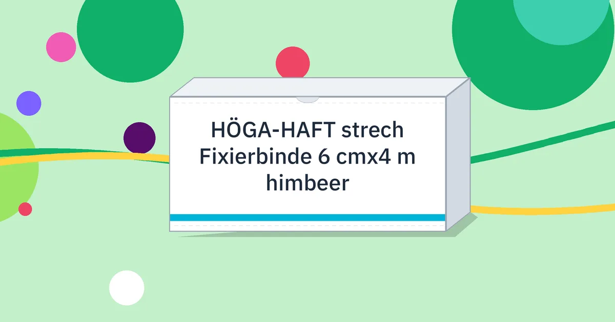 Symbolbild: Packung mit der Aufschrift HÖGA-HAFT strech Fixierbinde 6 cmx4 m himbeer (PZN 20019119) – Verfügbarkeit und Bezug in Apotheken in Frankfurt am Main