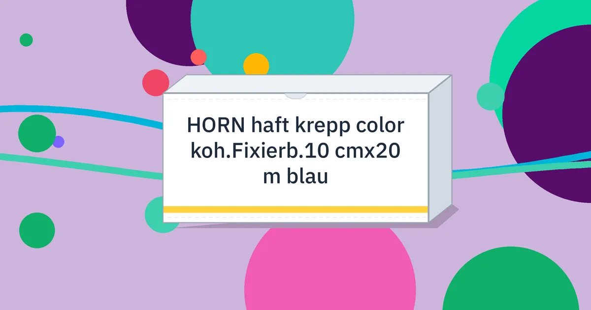 Symbolbild: Packung mit der Aufschrift HORN haft krepp color koh.Fixierb.10 cmx20 m blau (PZN 03864451) – Verfügbarkeit und Bezug in Apotheken in Frankfurt am Main