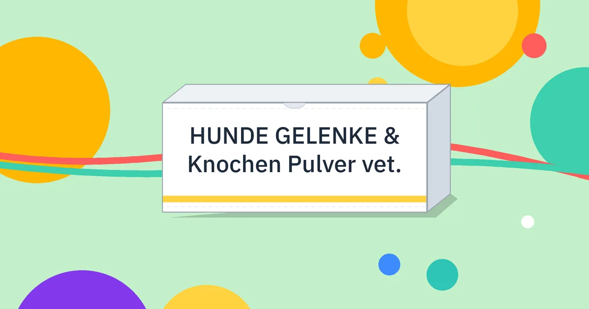Symbolbild: Packung mit der Aufschrift HUNDE GELENKE & Knochen Pulver vet. (PZN 19459764) – Verfügbarkeit und Bezug in Apotheken in Frankfurt am Main