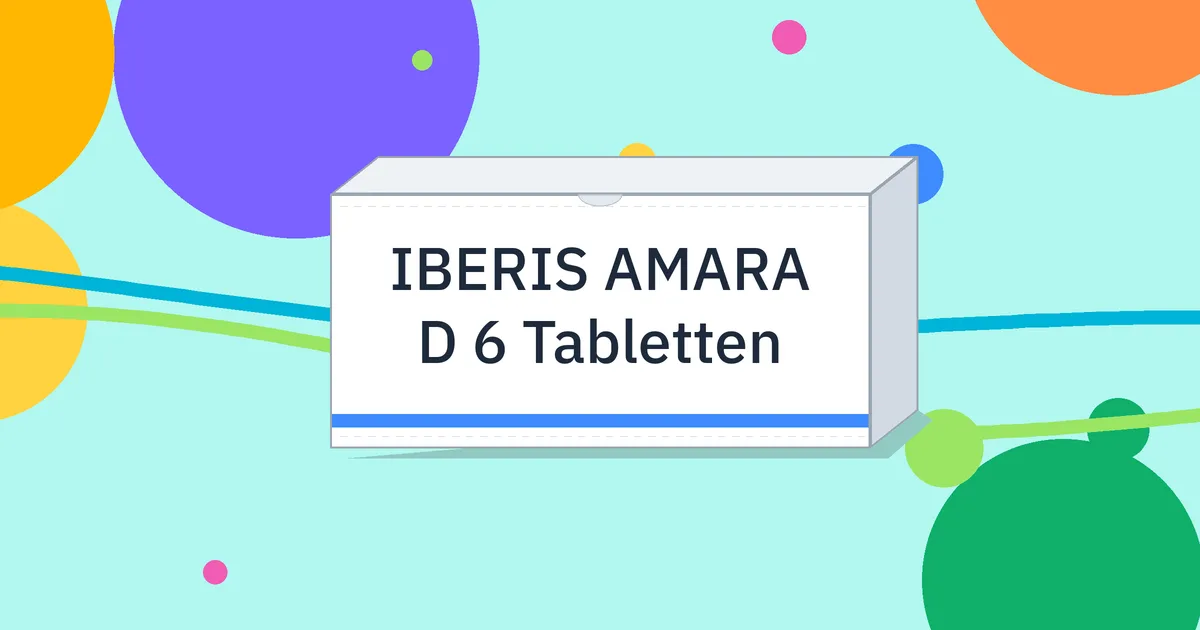Symbolbild: Packung mit der Aufschrift IBERIS AMARA D 6 Tabletten (PZN 02631710) – Verfügbarkeit und Bezug in Apotheken in Frankfurt am Main