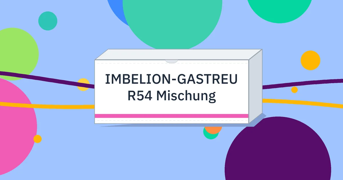 Symbolbild: Packung mit der Aufschrift IMBELION-GASTREU R54 Mischung (PZN 04163590) – Verfügbarkeit und Bezug in Apotheken in Frankfurt am Main