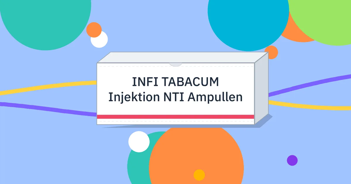 Symbolbild: Packung mit der Aufschrift INFI TABACUM Injektion NTI Ampullen (PZN 02913839) – Verfügbarkeit und Bezug in Apotheken in Frankfurt am Main