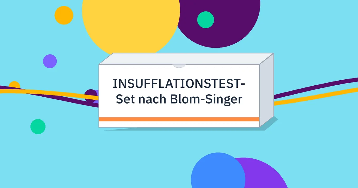Symbolbild: Packung mit der Aufschrift INSUFFLATIONSTEST-Set nach Blom-Singer (PZN 01824134) – Verfügbarkeit und Bezug in Apotheken in Frankfurt am Main