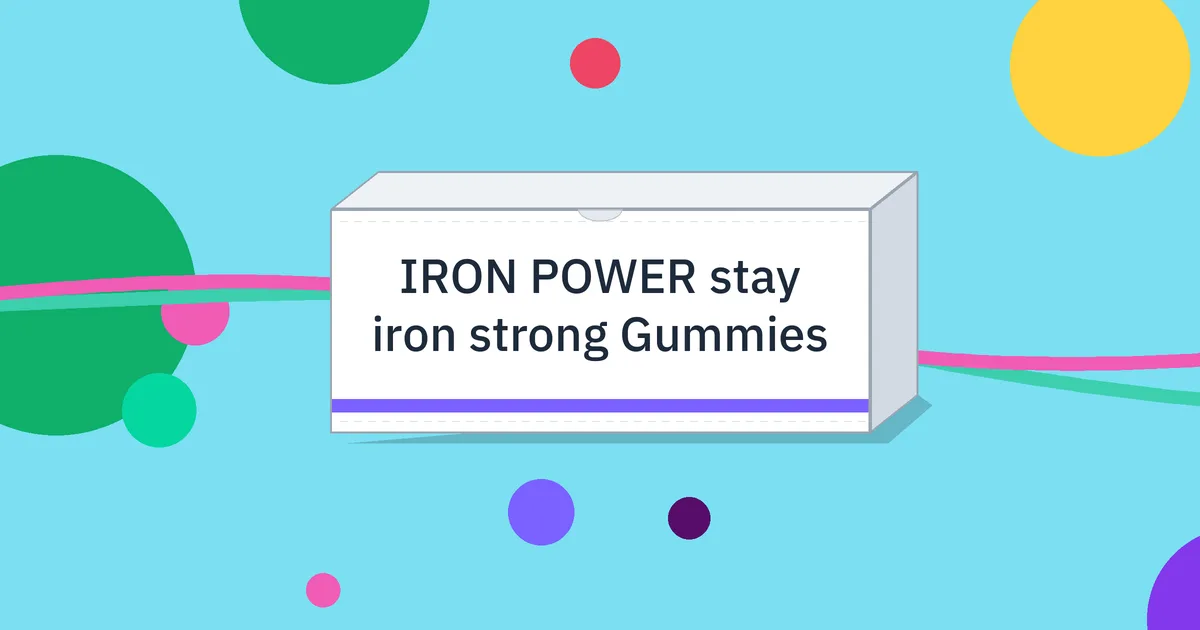 Symbolbild: Packung mit der Aufschrift IRON POWER stay iron strong Gummies (PZN 19198080) – Verfügbarkeit und Bezug in Apotheken in Frankfurt am Main