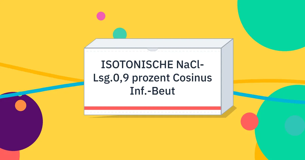 Symbolbild: Packung mit der Aufschrift ISOTONISCHE NaCl-Lsg.0,9 prozent Cosinus Inf.-Beut (PZN 17575667) – Verfügbarkeit und Bezug in Apotheken in Frankfurt am Main