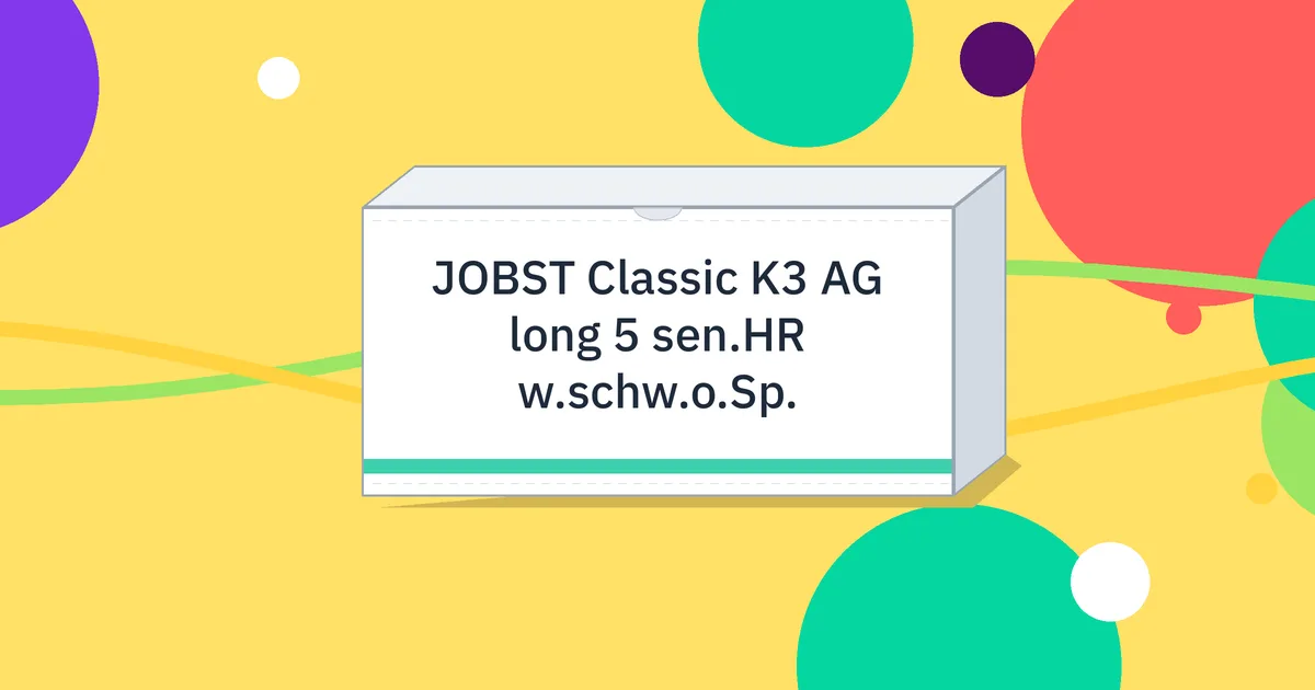 Symbolbild: Packung mit der Aufschrift JOBST Classic K3 AG long 5 sen.HR w.schw.o.Sp. (PZN 17958411) – Verfügbarkeit und Bezug in Apotheken in Frankfurt am Main