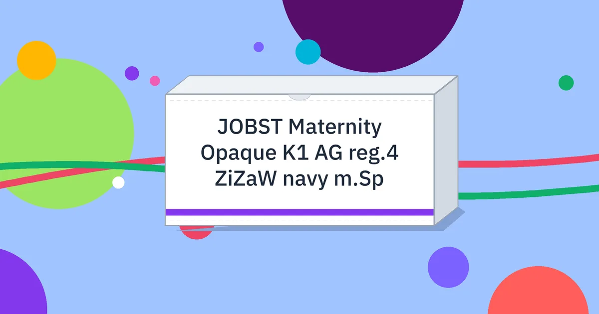 Symbolbild: Packung mit der Aufschrift JOBST Maternity Opaque K1 AG reg.4 ZiZaW navy m.Sp (PZN 15859521) – Verfügbarkeit und Bezug in Apotheken in Frankfurt am Main