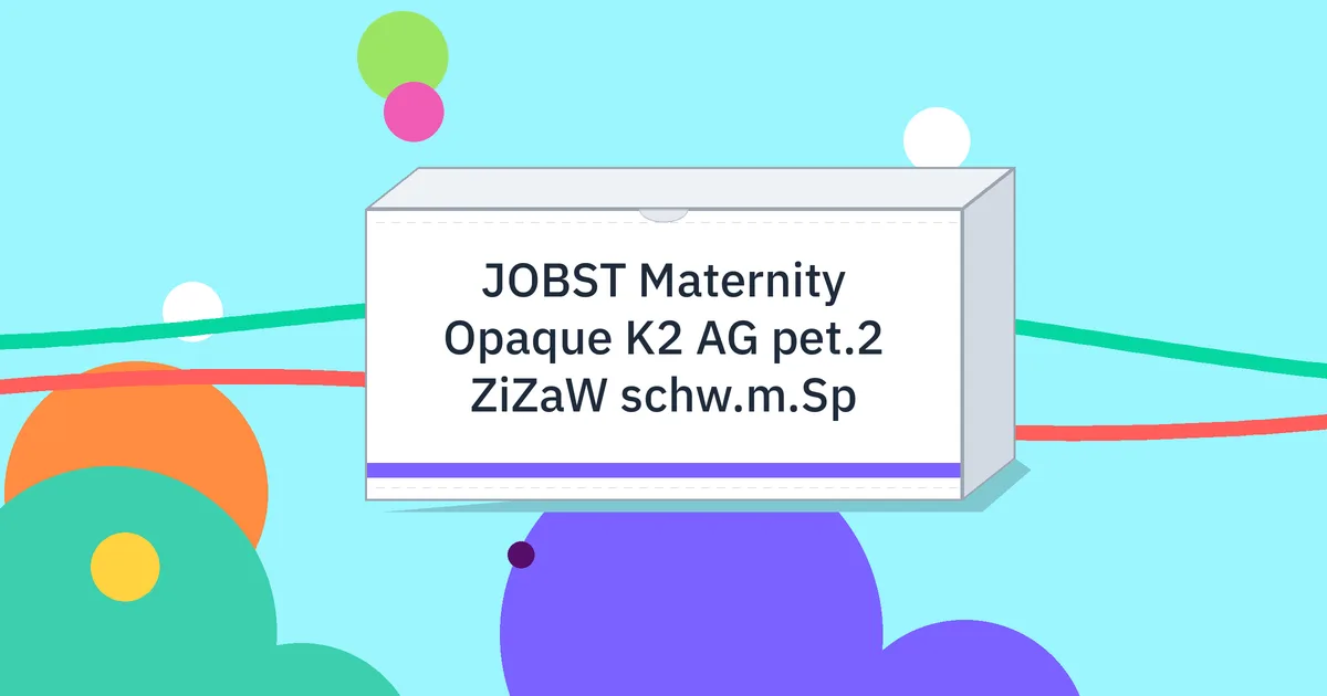 Symbolbild: Packung mit der Aufschrift JOBST Maternity Opaque K2 AG pet.2 ZiZaW schw.m.Sp (PZN 15853932) – Verfügbarkeit und Bezug in Apotheken in Frankfurt am Main