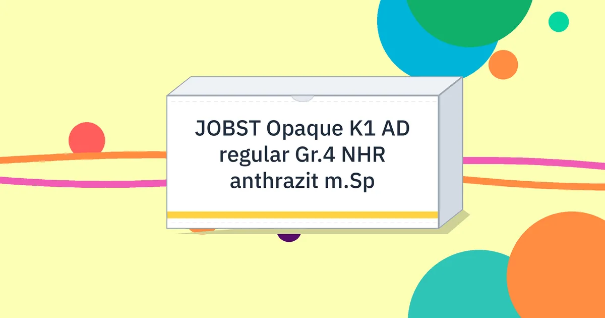 Symbolbild: Packung mit der Aufschrift JOBST Opaque K1 AD regular Gr.4 NHR anthrazit m.Sp (PZN 16263552) – Verfügbarkeit und Bezug in Apotheken in Frankfurt am Main