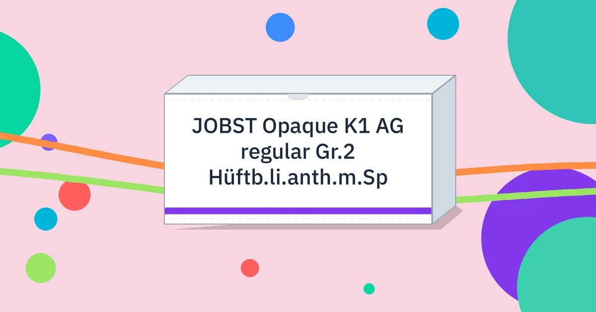 Symbolbild: Packung mit der Aufschrift JOBST Opaque K1 AG regular Gr.2 Hüftb.li.anth.m.Sp (PZN 16271971) – Verfügbarkeit und Bezug in Apotheken in Frankfurt am Main
