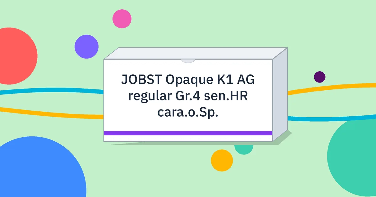 Symbolbild: Packung mit der Aufschrift JOBST Opaque K1 AG regular Gr.4 sen.HR cara.o.Sp. (PZN 13095953) – Verfügbarkeit und Bezug in Apotheken in Frankfurt am Main