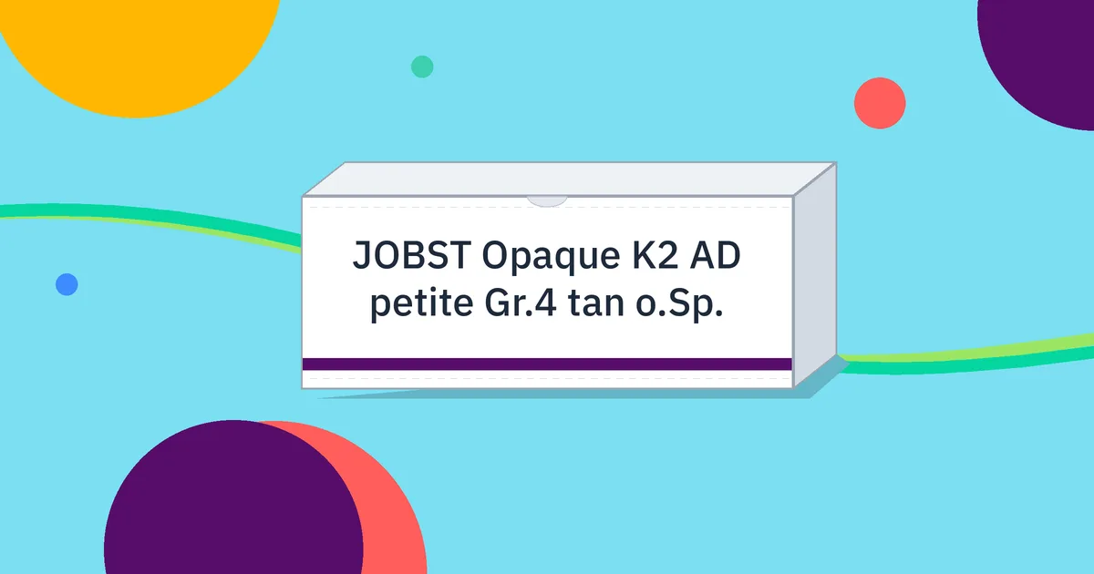 Symbolbild: Packung mit der Aufschrift JOBST Opaque K2 AD petite Gr.4 tan o.Sp. (PZN 16278832) – Verfügbarkeit und Bezug in Apotheken in Frankfurt am Main