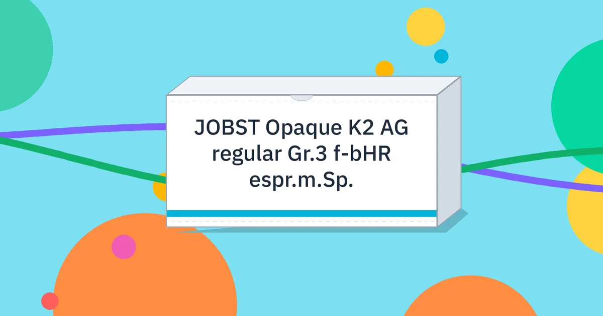 Symbolbild: Packung mit der Aufschrift JOBST Opaque K2 AG regular Gr.3 f-bHR espr.m.Sp. (PZN 16281811) – Verfügbarkeit und Bezug in Apotheken in Frankfurt am Main