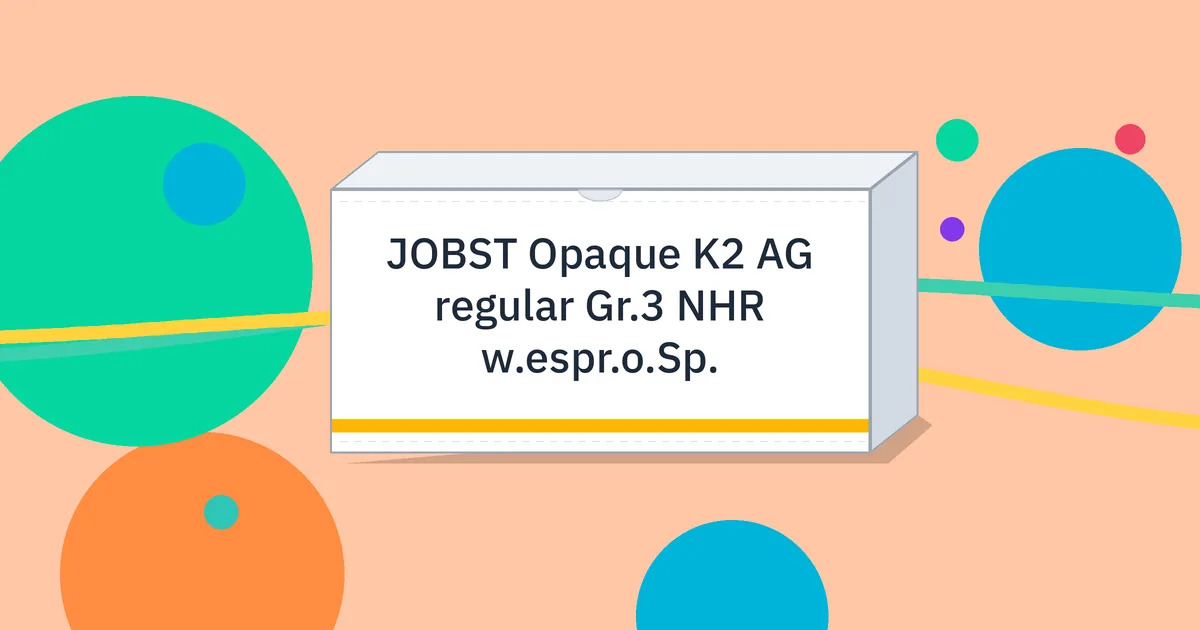 Symbolbild: Packung mit der Aufschrift JOBST Opaque K2 AG regular Gr.3 NHR w.espr.o.Sp. (PZN 16282265) – Verfügbarkeit und Bezug in Apotheken in Frankfurt am Main